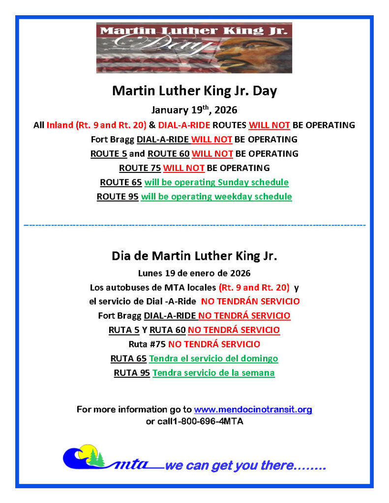 Mendocino Transit Authority (MTA) | Public transportation for Mendocino ...